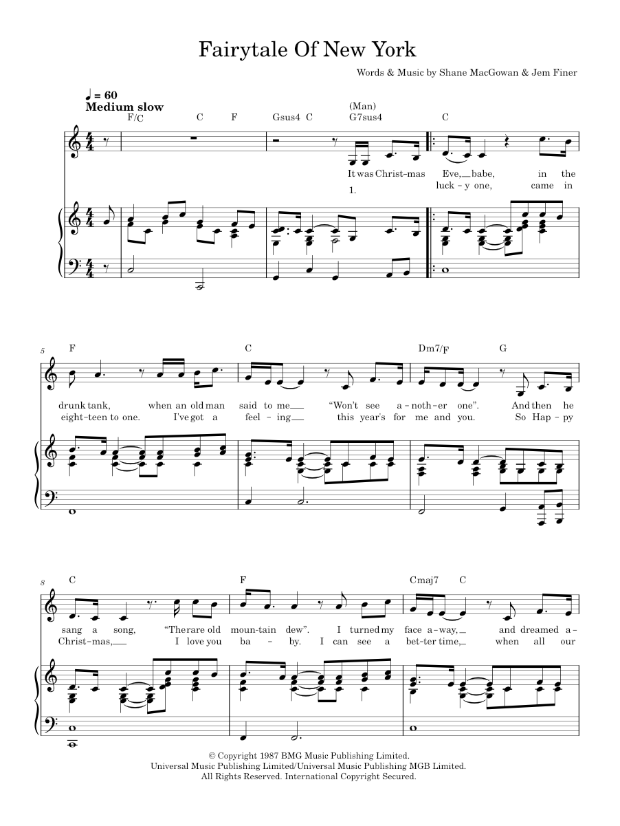 Play Official version of Fairytale of New York sheet music by The ...