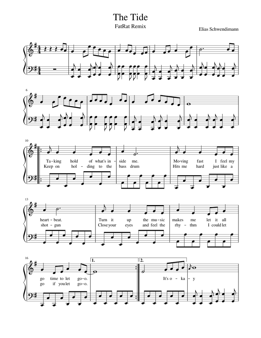 The Tide Sheet music for Piano (Solo) | Download and print in PDF or ...