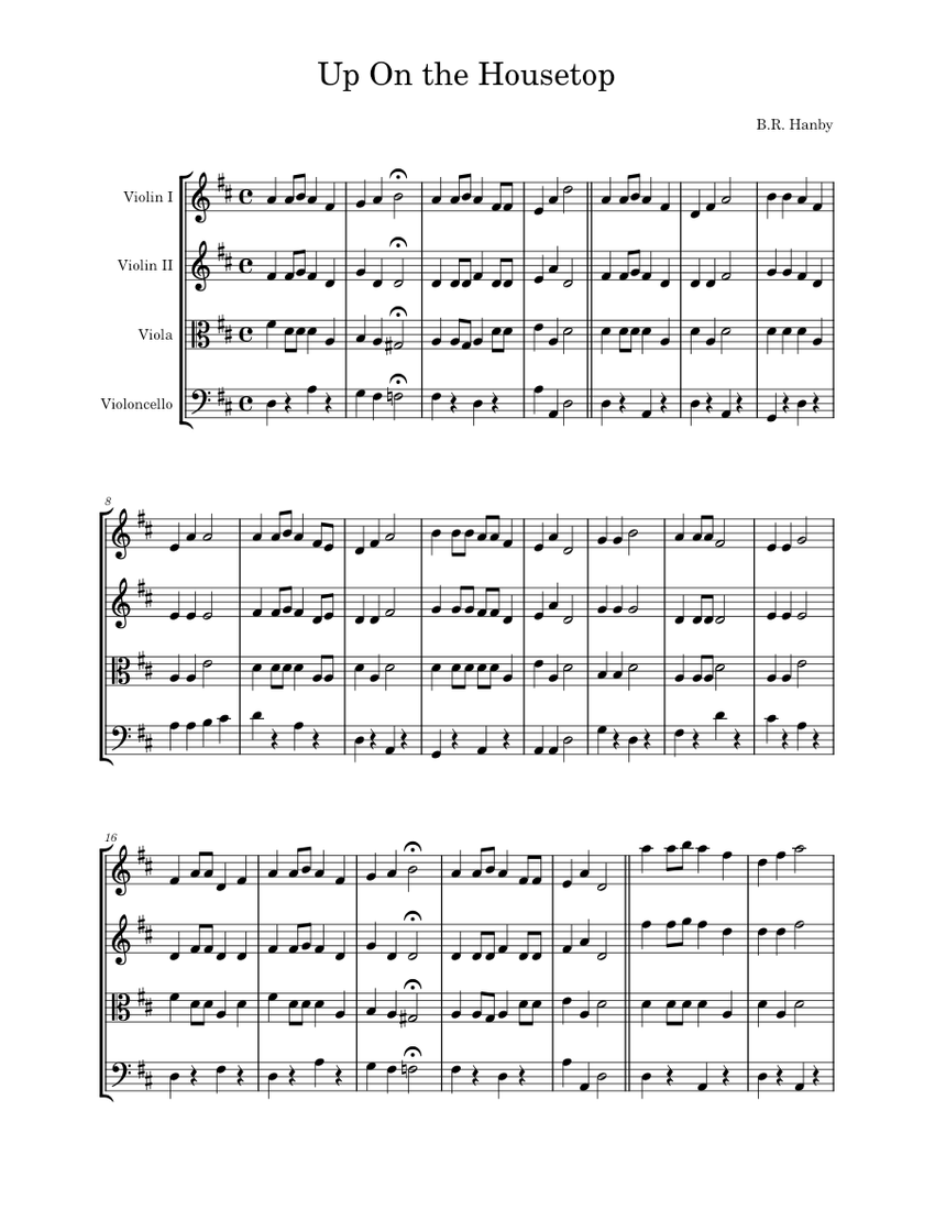 Up On the Housetop SQ Sheet music for Violin, Viola, Cello (String ...