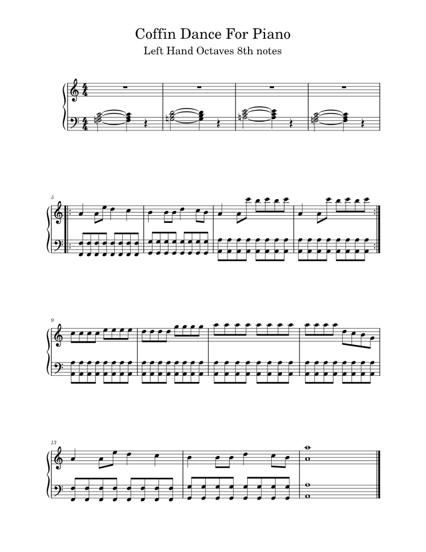 Coffin Dance For Piano Sheet music for Piano (Solo) Easy | Musescore.com