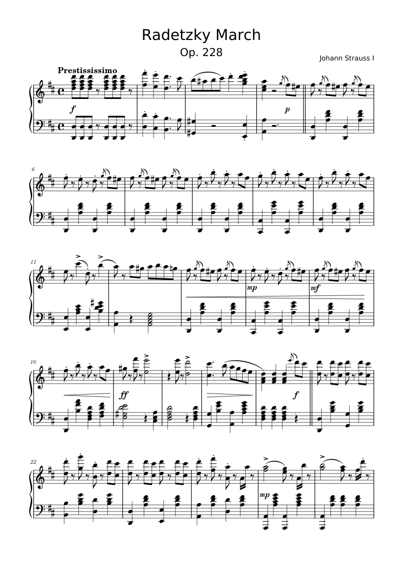 Radetzky March Sheet music for Piano (Solo) | Musescore.com