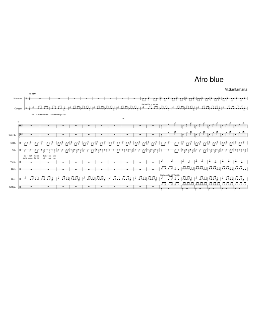 Afro blue Sheet music for Piano, Vocals, Flute, Bass guitar & more ...