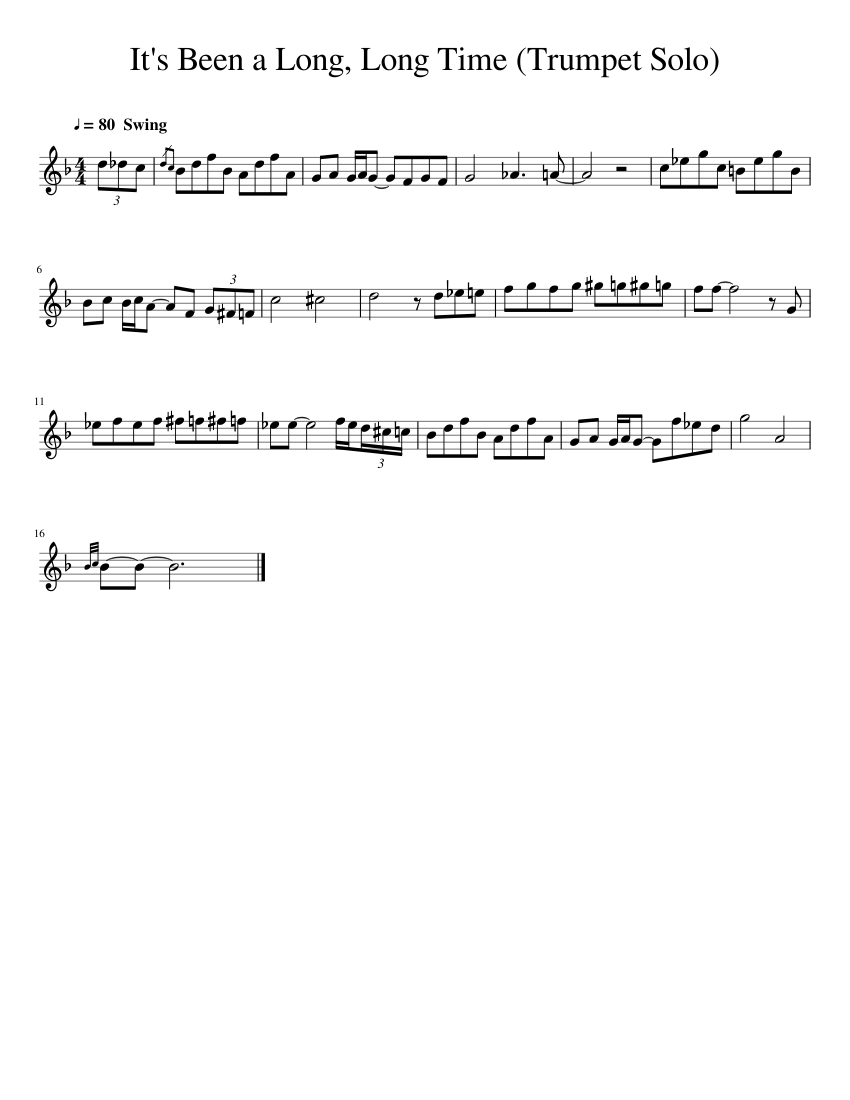It's Been a Long, Long Time (Trumpet Solo) Sheet music for Trumpet in b ...