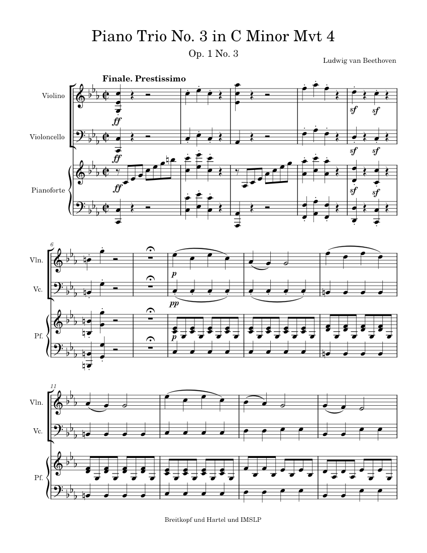 Piano Trio No. 3 in C Minor Op. 1 No. 3 – Ludwig van Beethoven Piano Trio No. 3 in C Minor Op. 1 ...