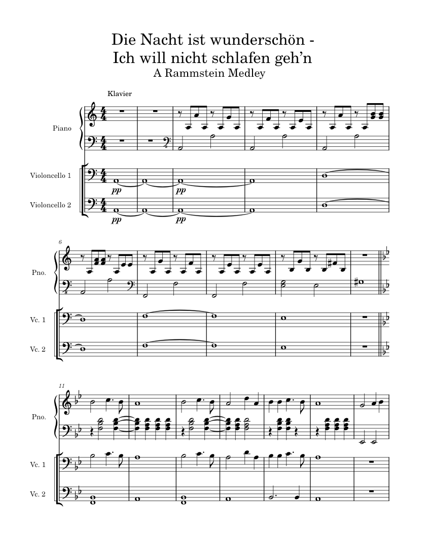 A Rammstein Medley Sheet music for Piano, Cello (Solo) | Musescore.com