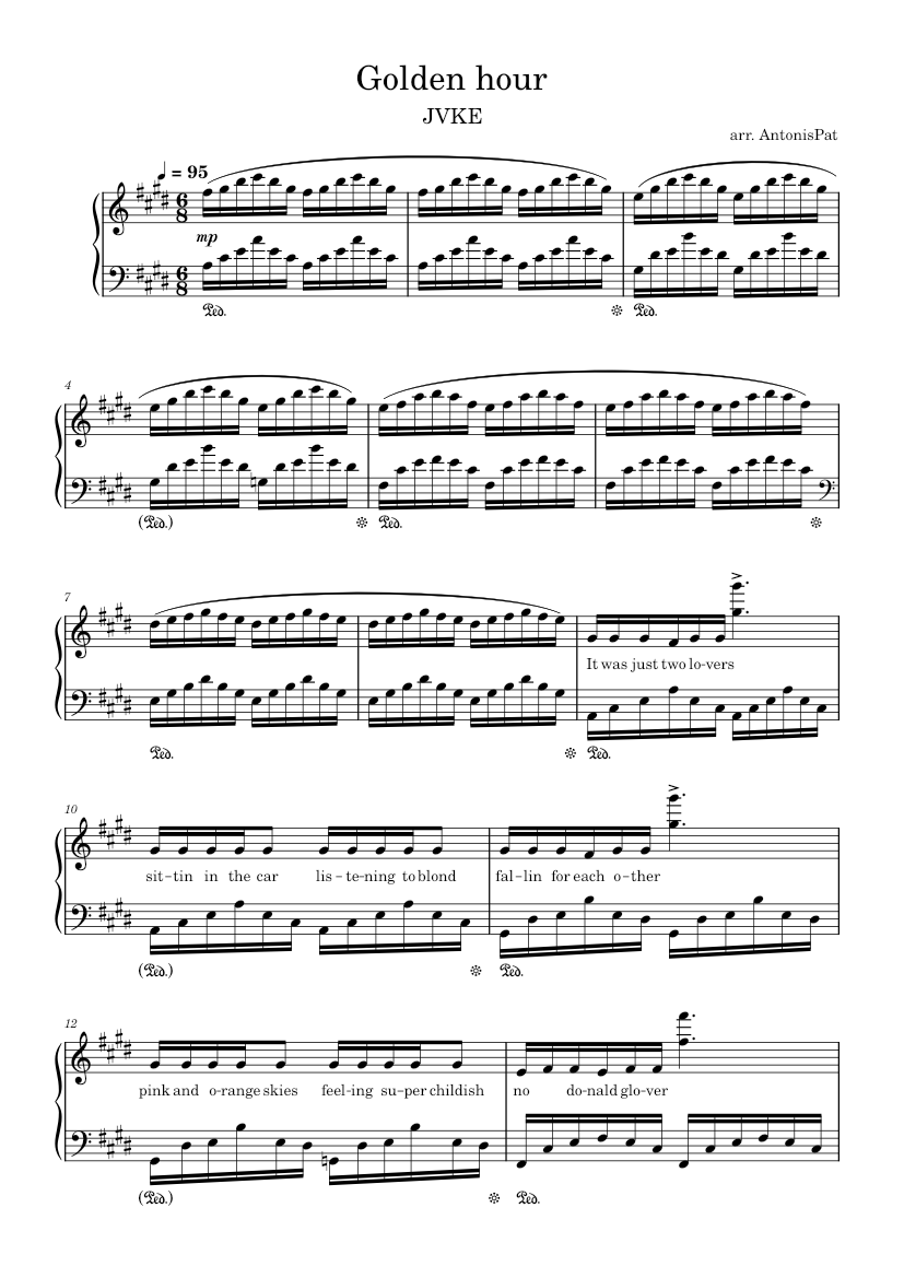 Golden hour – JVKE Sheet music for Piano (Solo) | Musescore.com