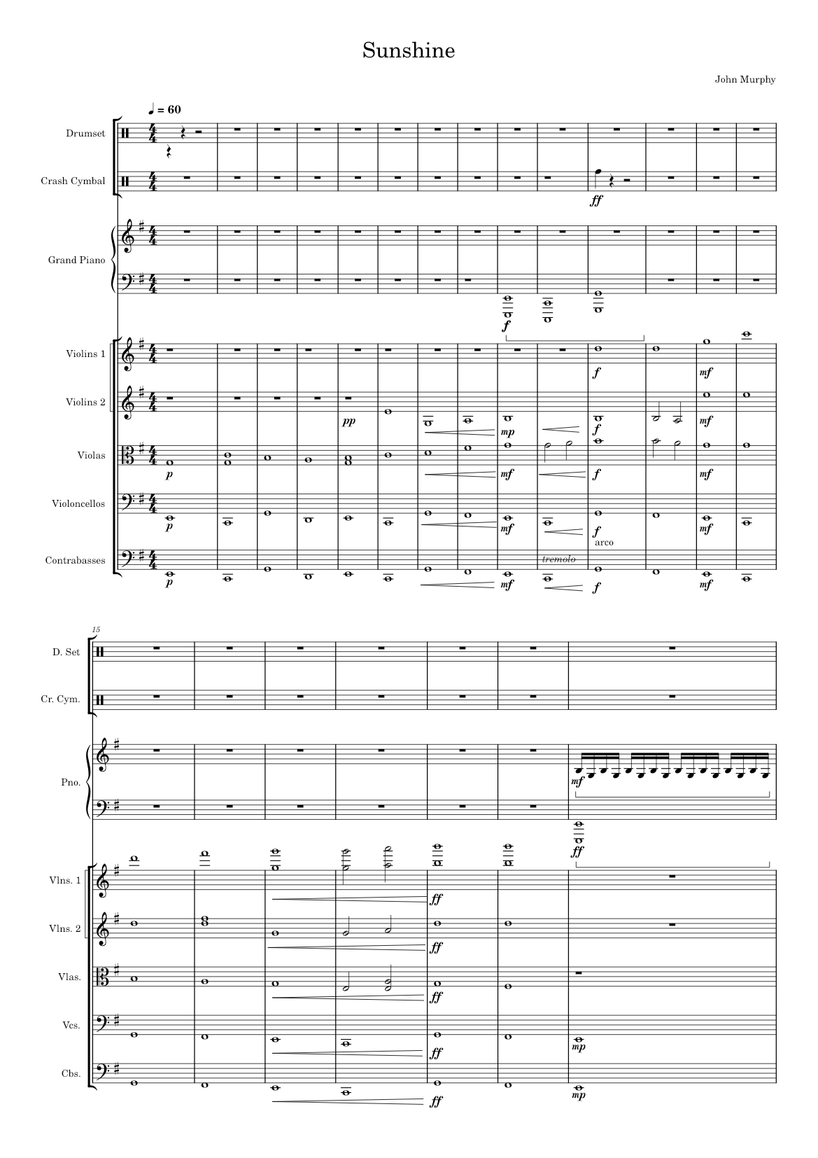 Sunshine adagio in d minor – John Murphy Sunshine Sheet music for Piano, Drum group, Strings ...