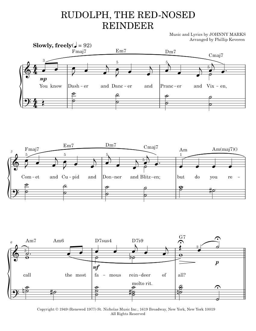 Play Official version of Rudolph the red-nosed reindeer Sheet Music by ...