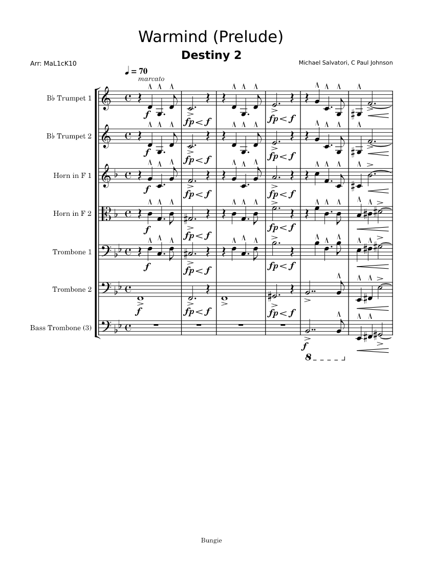 Warmind (Prelude) - Destiny 2 Sheet music for Trombone, French horn ...