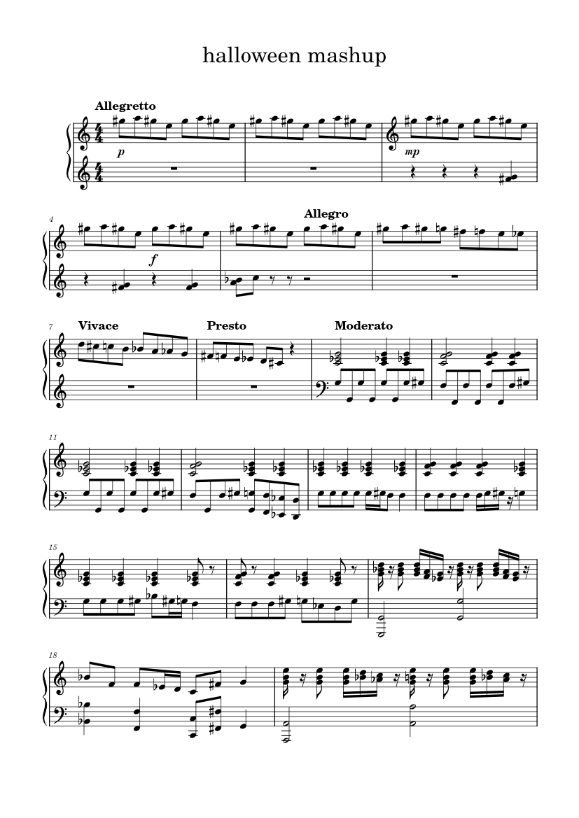 Halloween Mash-Up Sheet Music for Piano (Solo) | MuseScore.com