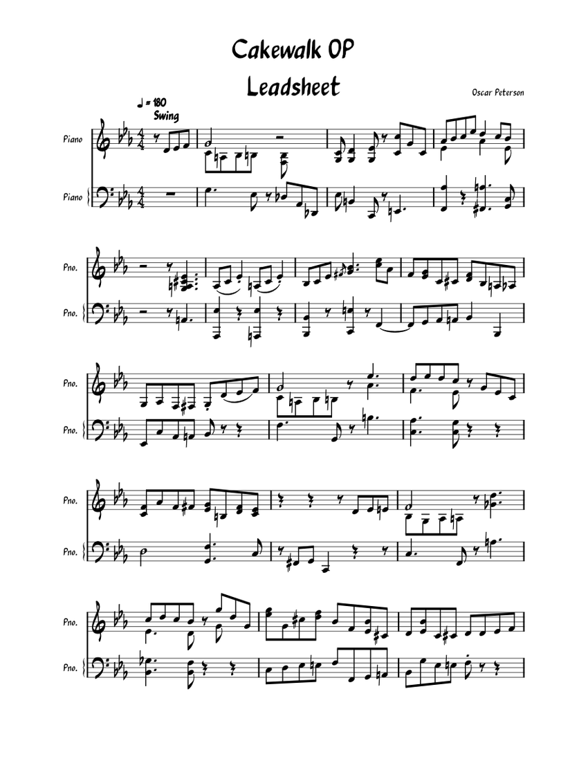 Cakewalk – Oscar Peterson Sheet music for Piano (Piano Duo) | Musescore.com