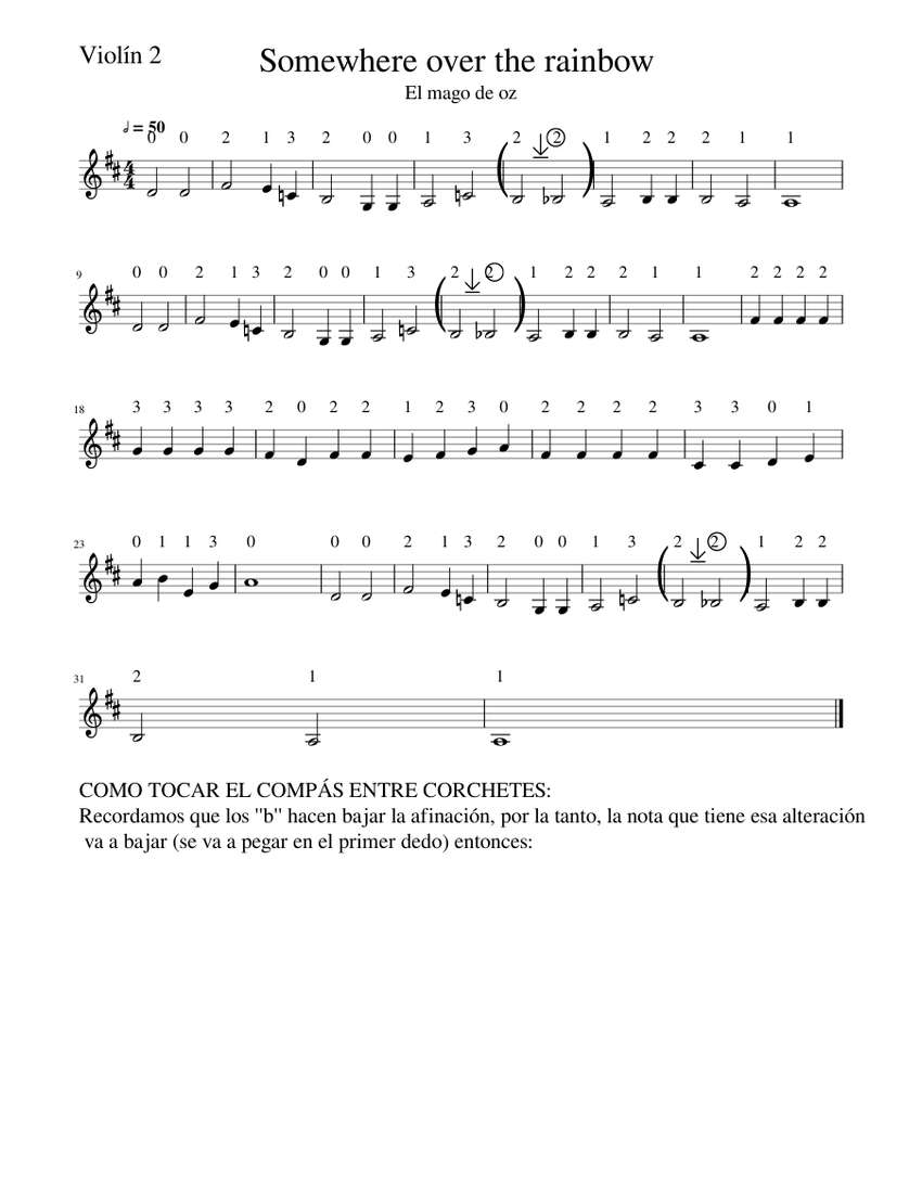 Somewhere over the rainbow vl2 Sheet music for Violin (Solo ...