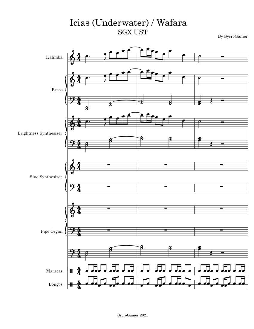 Icias (Underwater) / Wafara - Citrus Edged Waters - SGX UST Sheet music ...