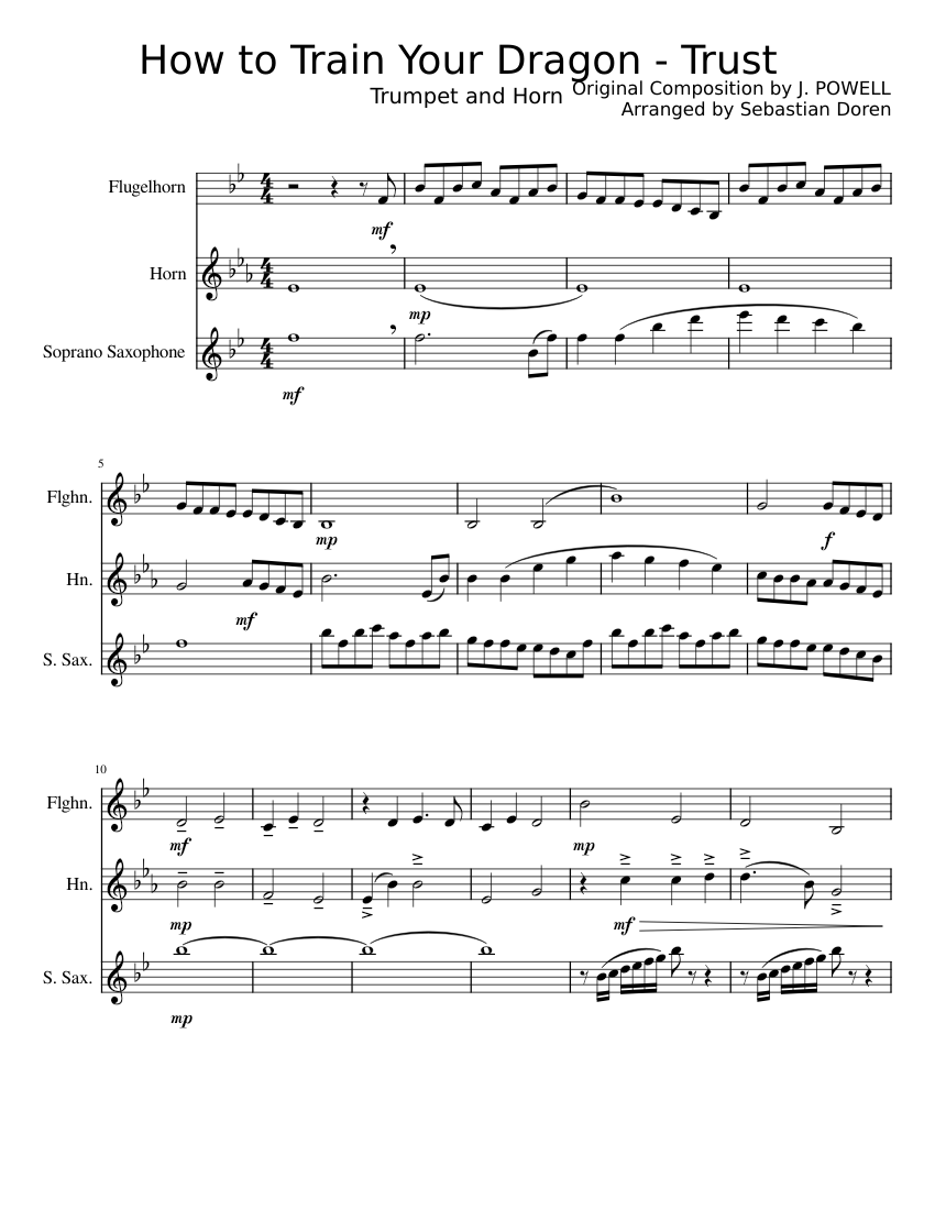 How To Train Your Dragon - Wind Trio Sheet Music for French horn ...