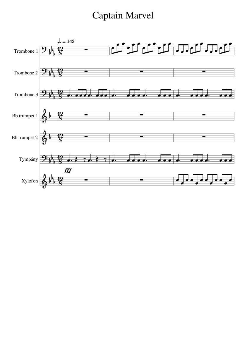 Captain marvel sountrack Sheet music for Trombone, Trumpet in b-flat ...