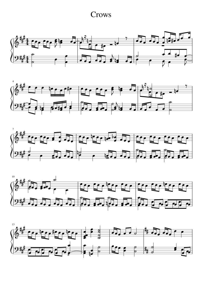 Crows Sheet music for Piano (Solo) | Musescore.com