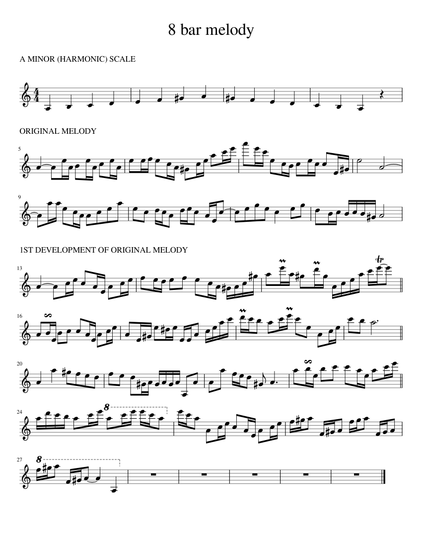8 bar melody Sheet music for Piano (Solo) Easy | Musescore.com