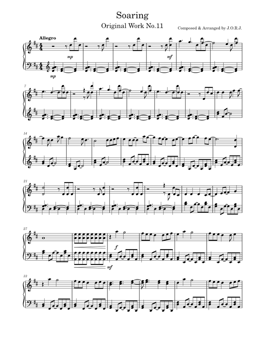 Soaring (Piano) - J.O.R.J. Sheet music for Piano (Solo) | Musescore.com