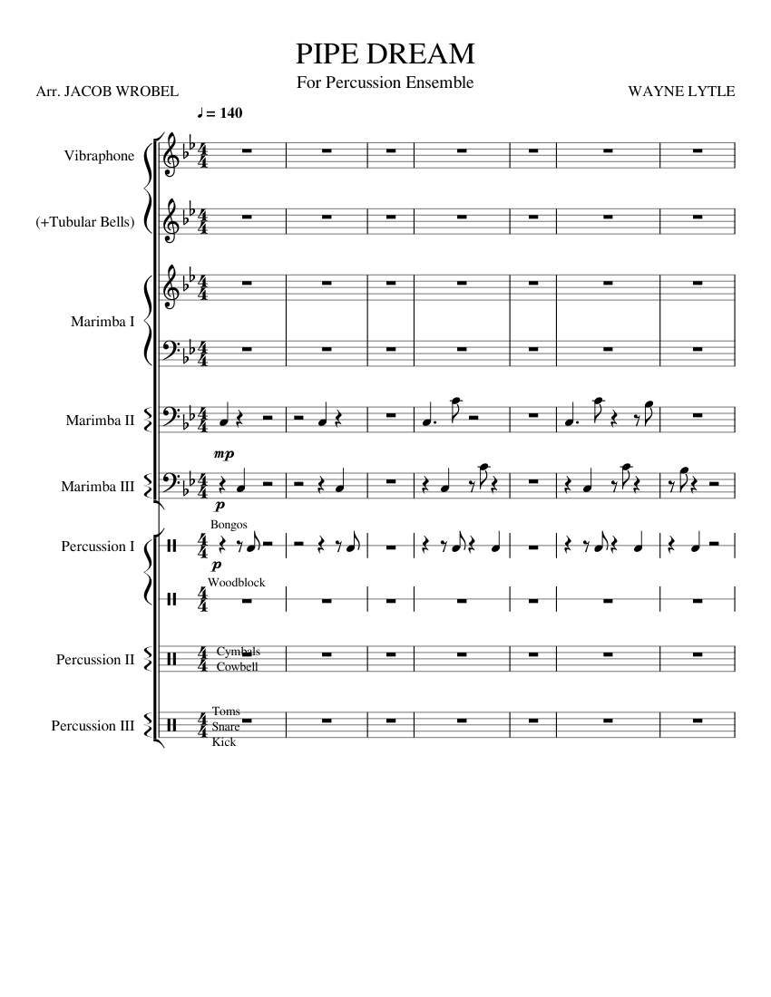 Animusic - Pipe Dream for Percussion Septet Sheet Music for Vibraphone ...