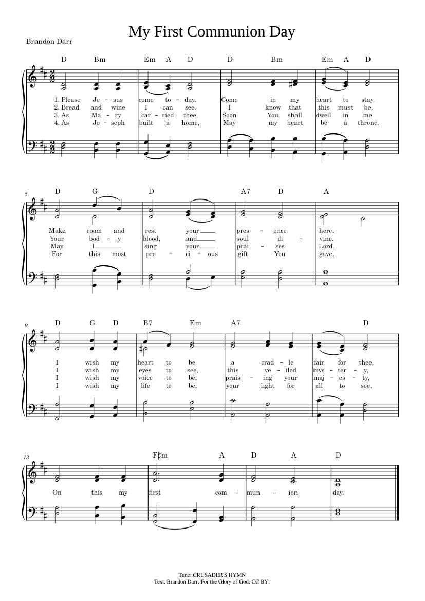 My First Communion Day Sheet Music with Chords for Organ (Solo ...
