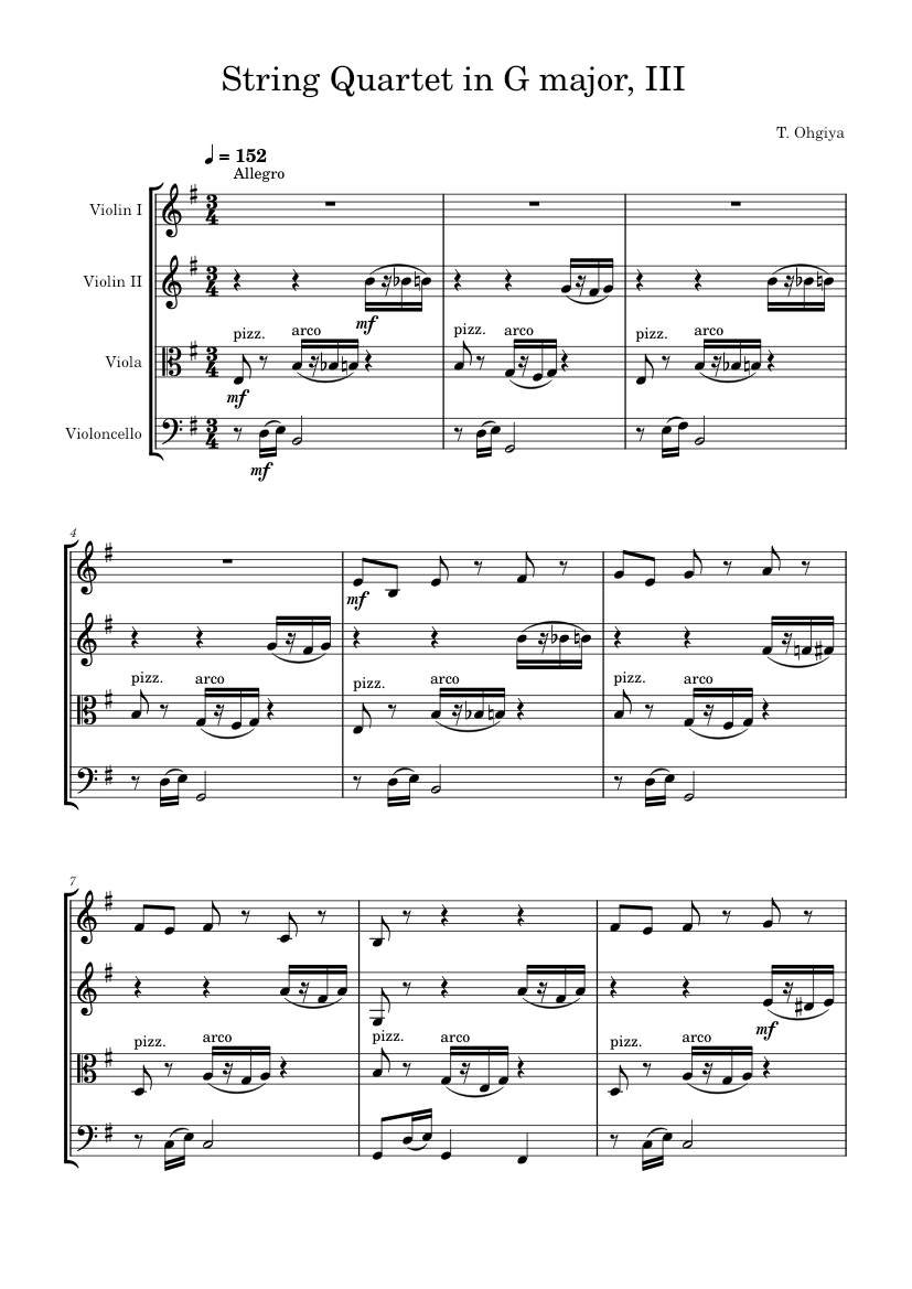 String Quartet in G major, op. 9, third movement – T. Ohgiya Sheet Music for Violin, Viola ...