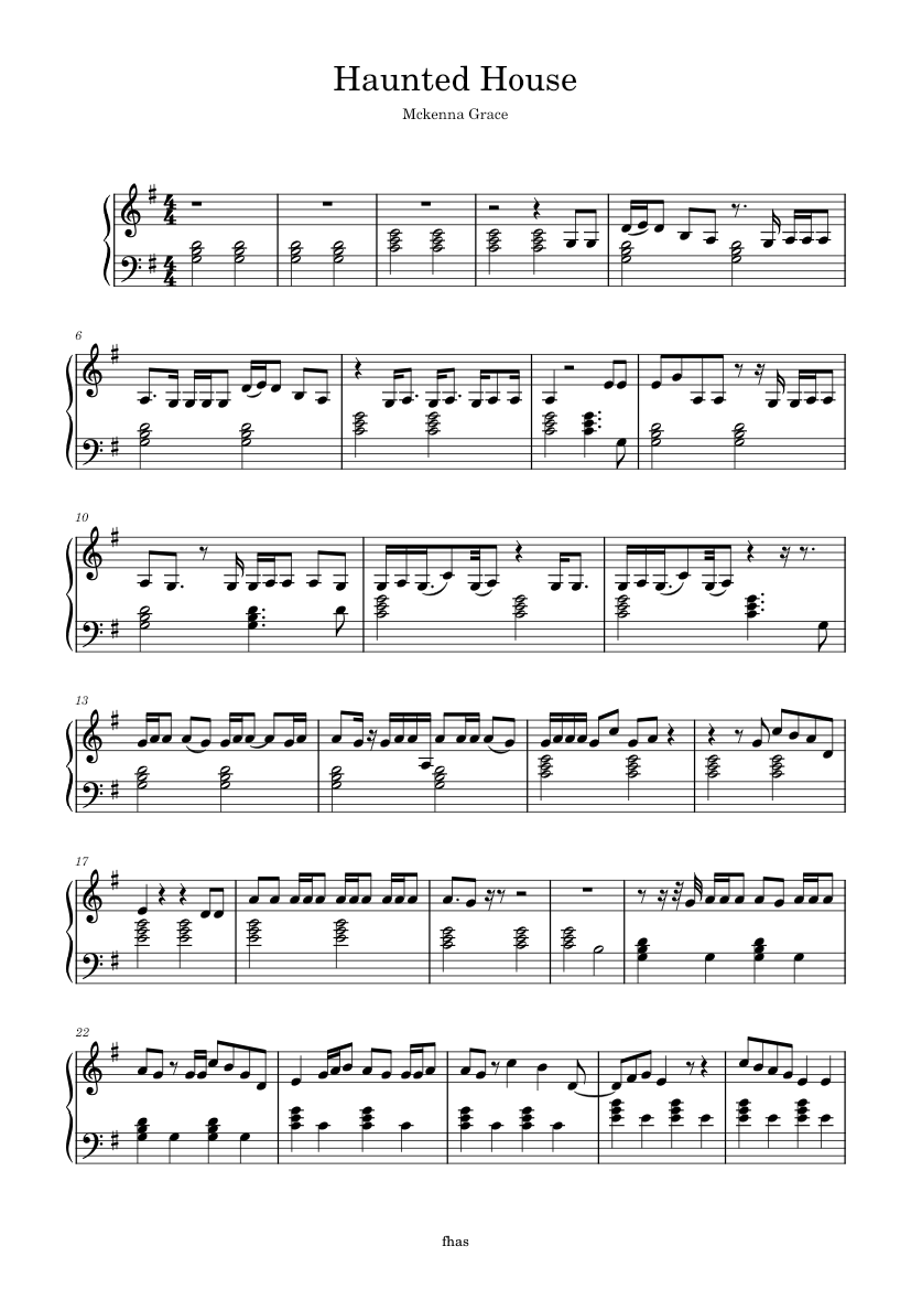 Haunted House – Mckenna Grace Haunted House Sheet music for Piano (Solo ...