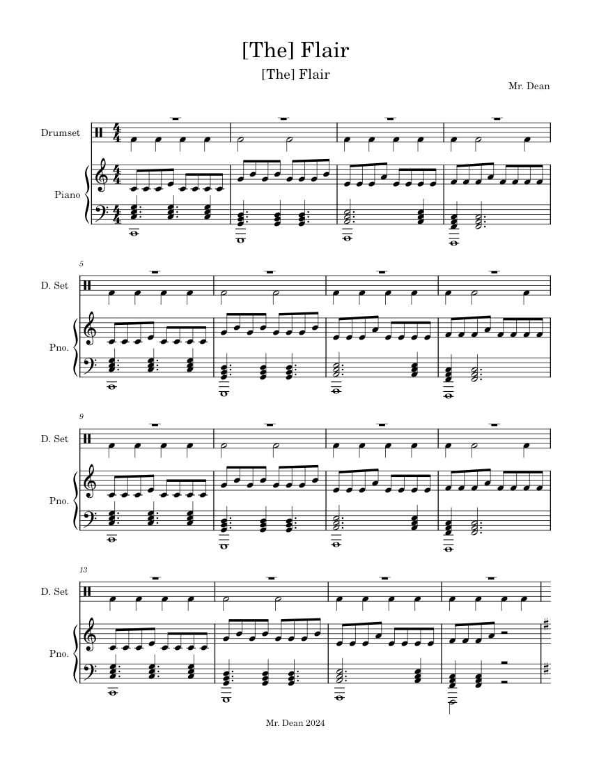 [The] Flair Sheet music for Piano, Drum group (Mixed Duet) | Musescore.com