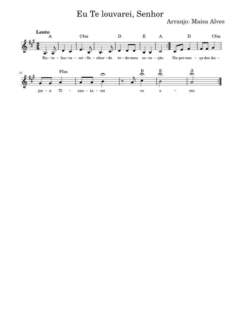 Eu Te louvarei, Senhor- Com letra certa Sheet music for Piano (Solo ...