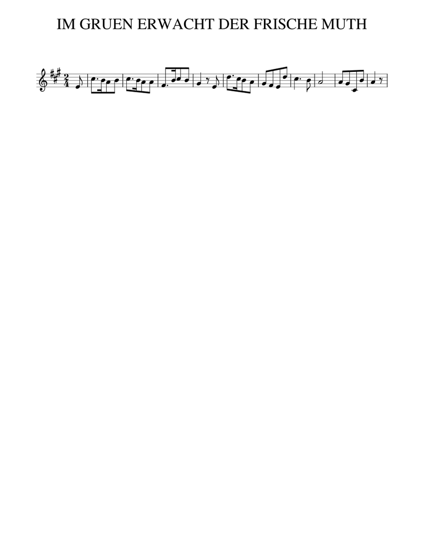 IM GRUEN ERWACHT DER FRISCHE MUTH Sheet music for Piano (Solo) Easy ...