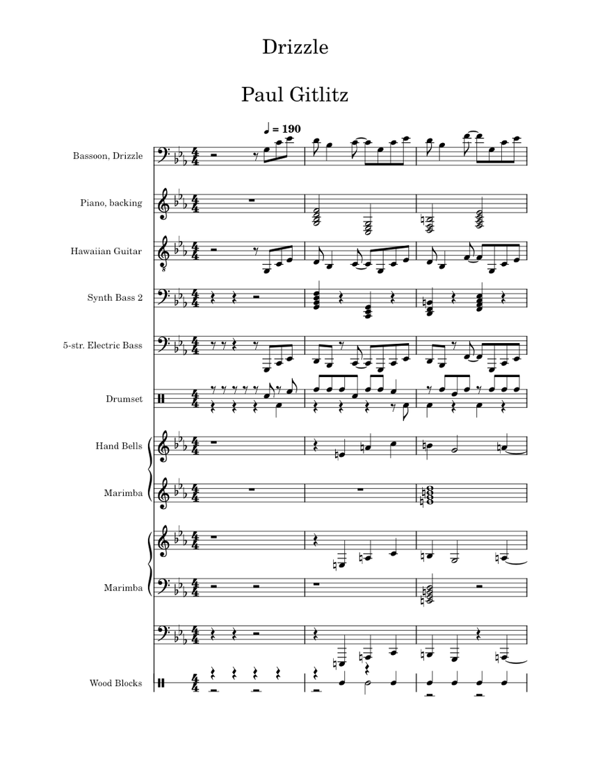 drizzle self-similar Sheet music for Piano, Bassoon, Guitar, Bass ...