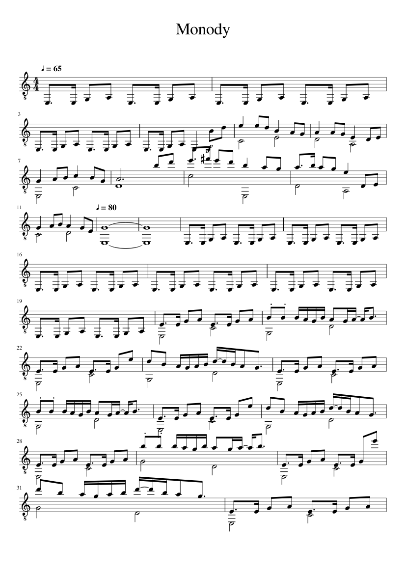 Monody Sheet music for Guitar (Solo) | Musescore.com