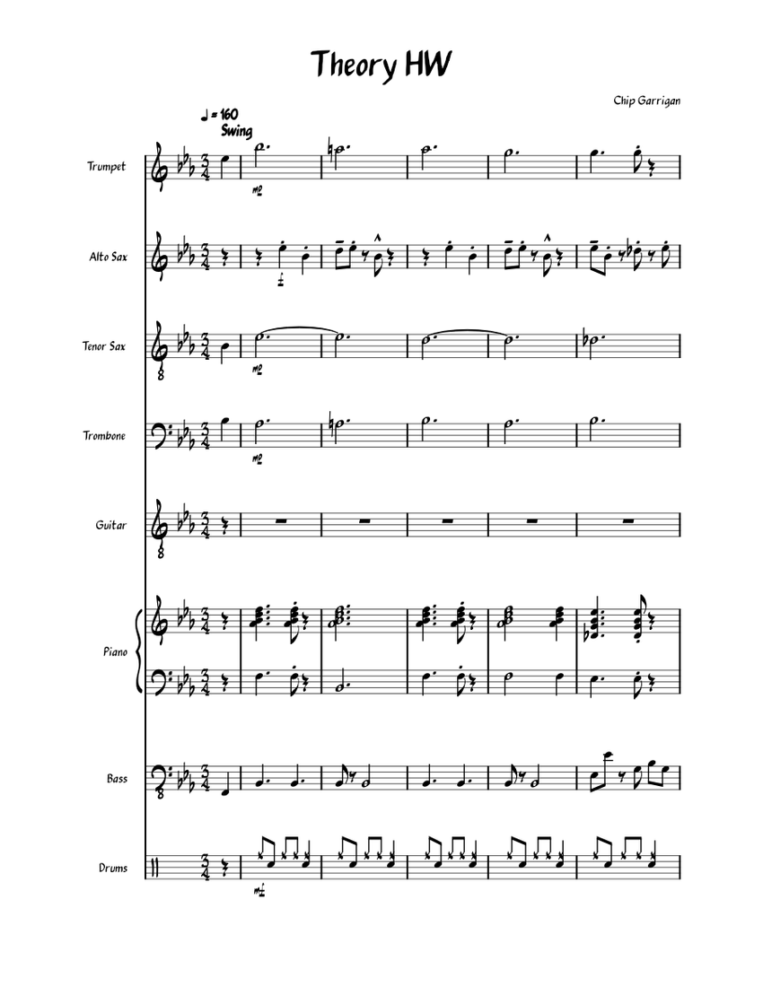 Theory HW Sheet music for Piano, Trombone, Saxophone alto, Saxophone ...
