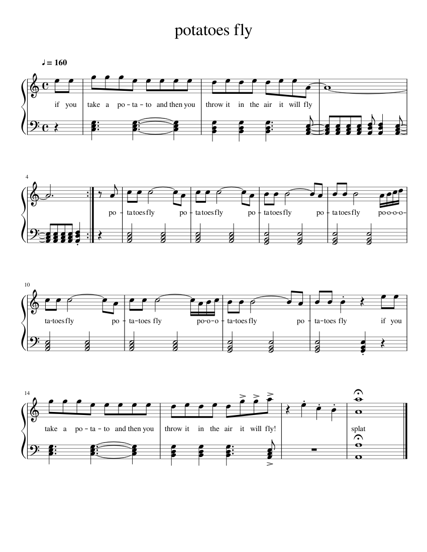 potatoes fly Sheet music for Piano (Solo) | Musescore.com