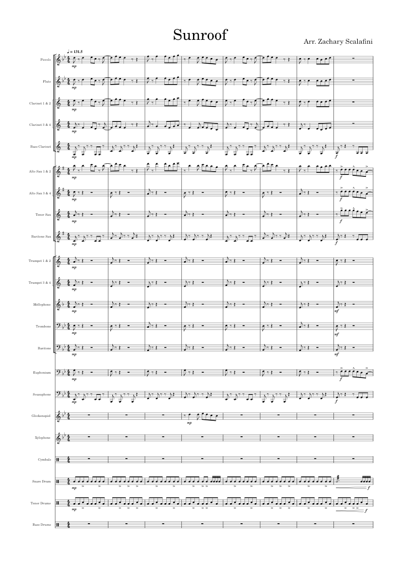 Sunroof Sheet music for Trombone, Tuba, Flute, Oboe & more instruments ...