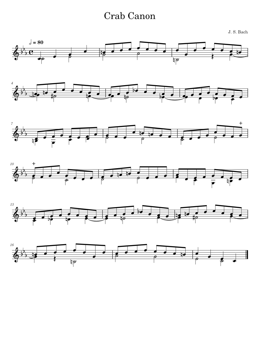 Crab Canon - J. S. Bach Sheet music for Piano (Solo) | Musescore.com