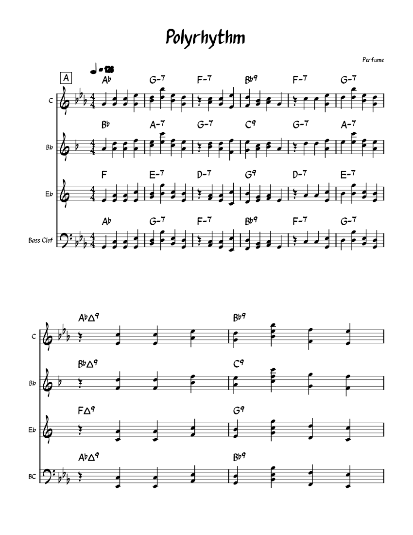 Polyrhythm – Perfume // Lead Sheet Sheet Music for Piano, Saxophone ...