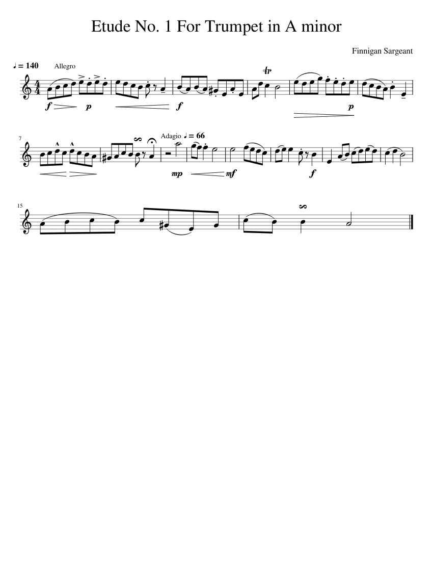 Etude_No._1_For_Trumpet_in_A_minor Sheet music for Trumpet in b-flat ...
