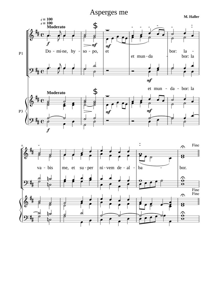 Asperges me - Michael Haller Sheet music for Piano, Organ (Mixed Duet ...
