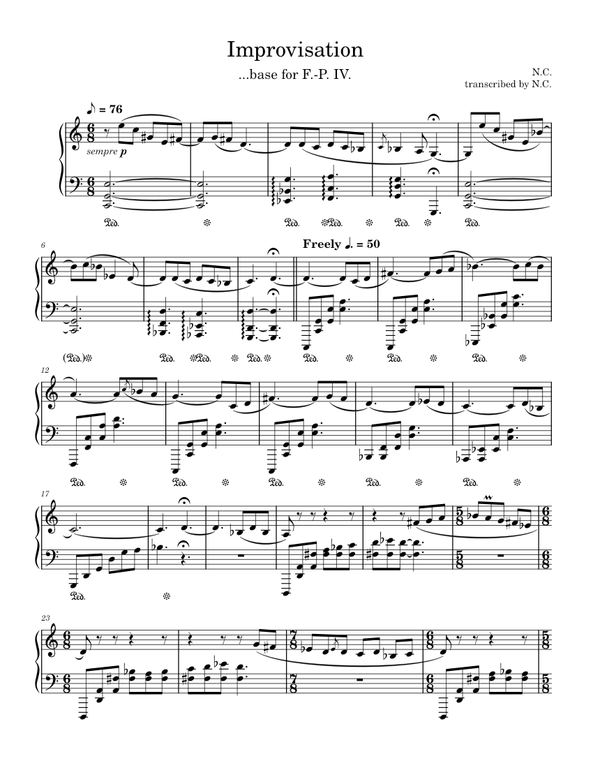 Improvisation Sheet Music for Piano (Solo) | MuseScore.com