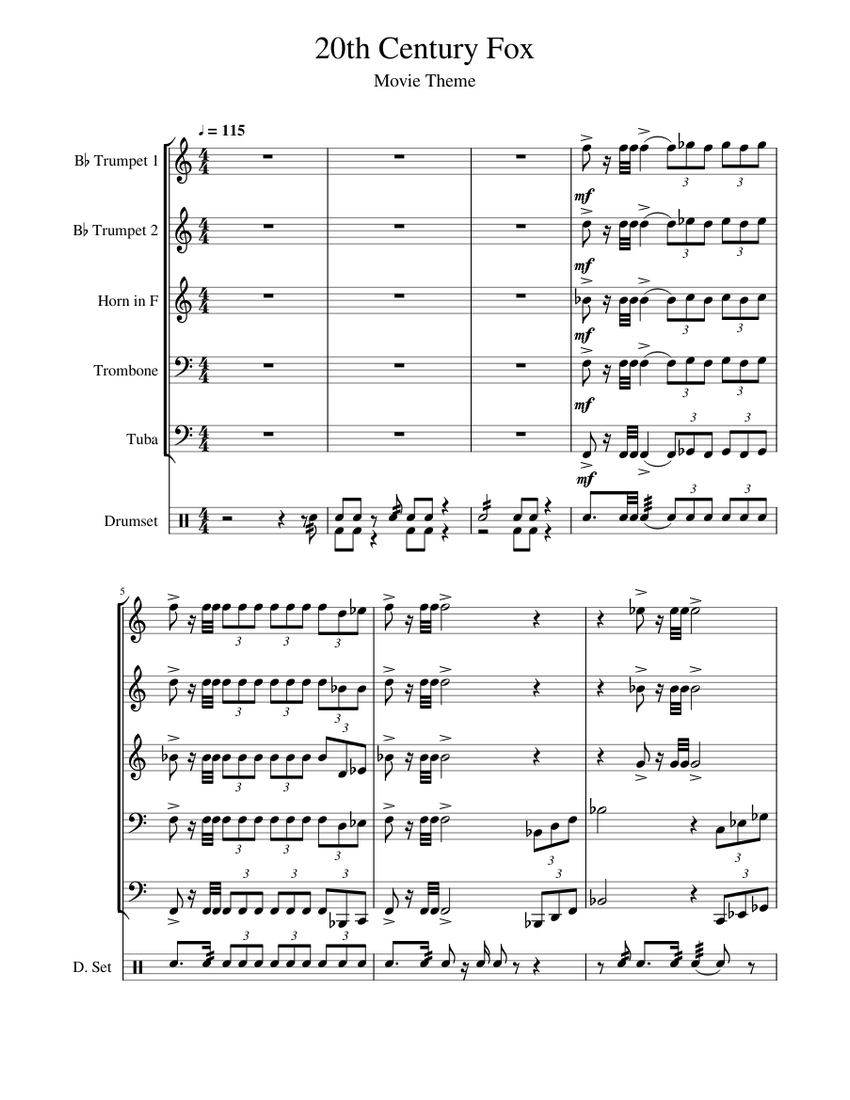 20th_Century_Fox Sheet music for Trombone, Tuba, Trumpet in b-flat, French horn & more ...