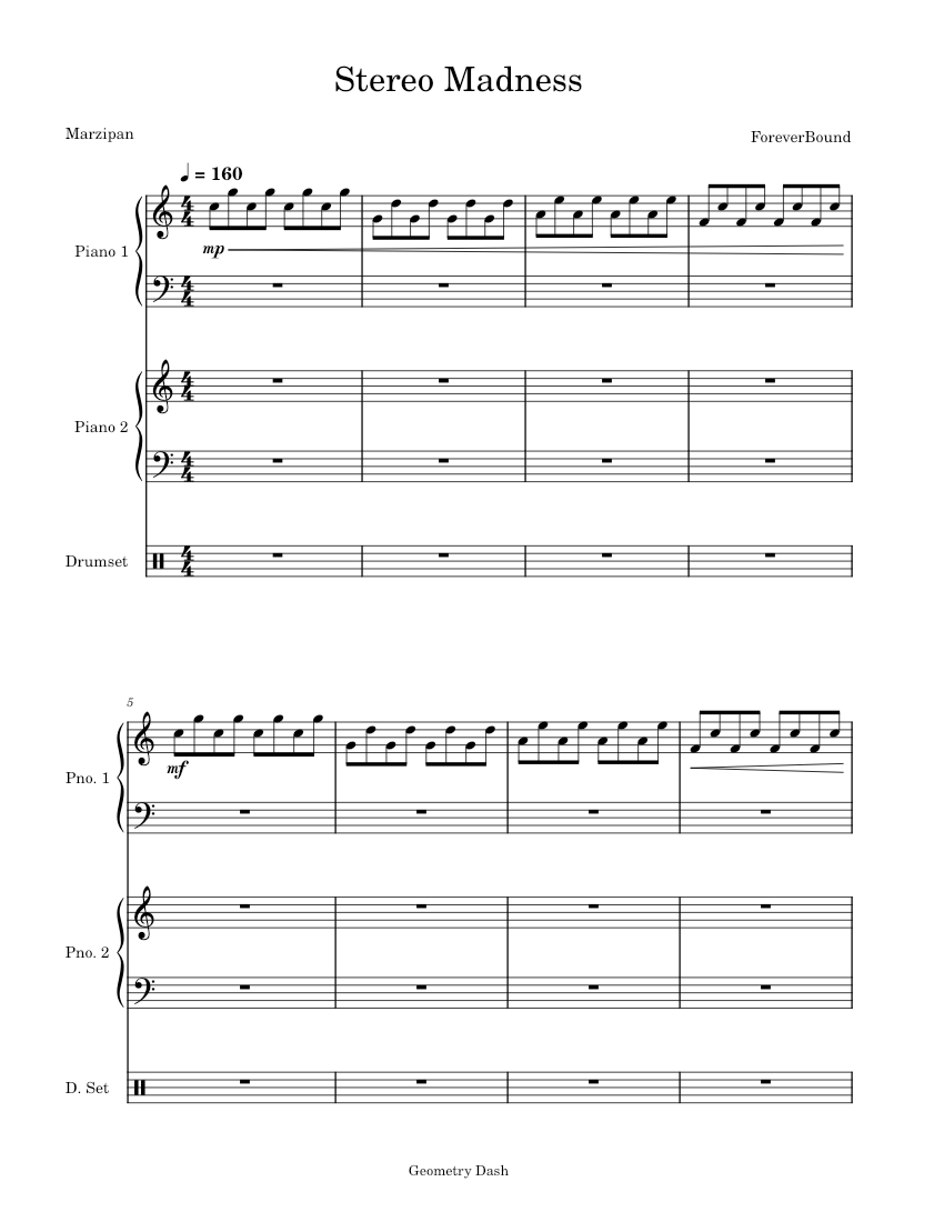 Geometry Dash OSTs – Misc Computer Games Sheet music for Piano, Drum ...
