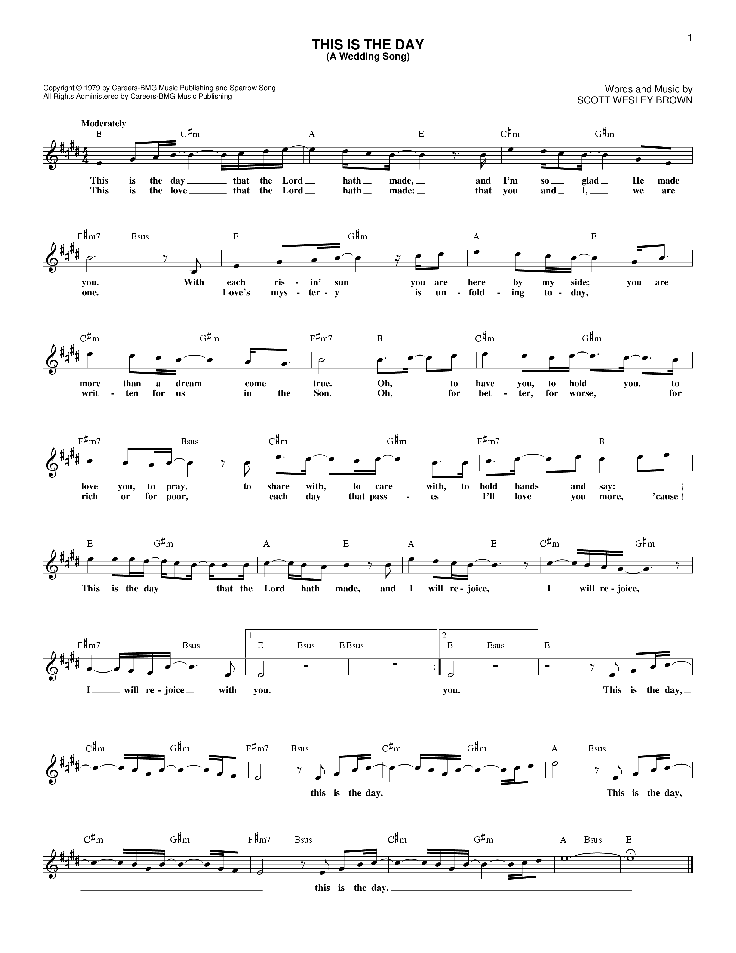 Play Official version of This Is The Day (A Wedding Song) sheet music ...