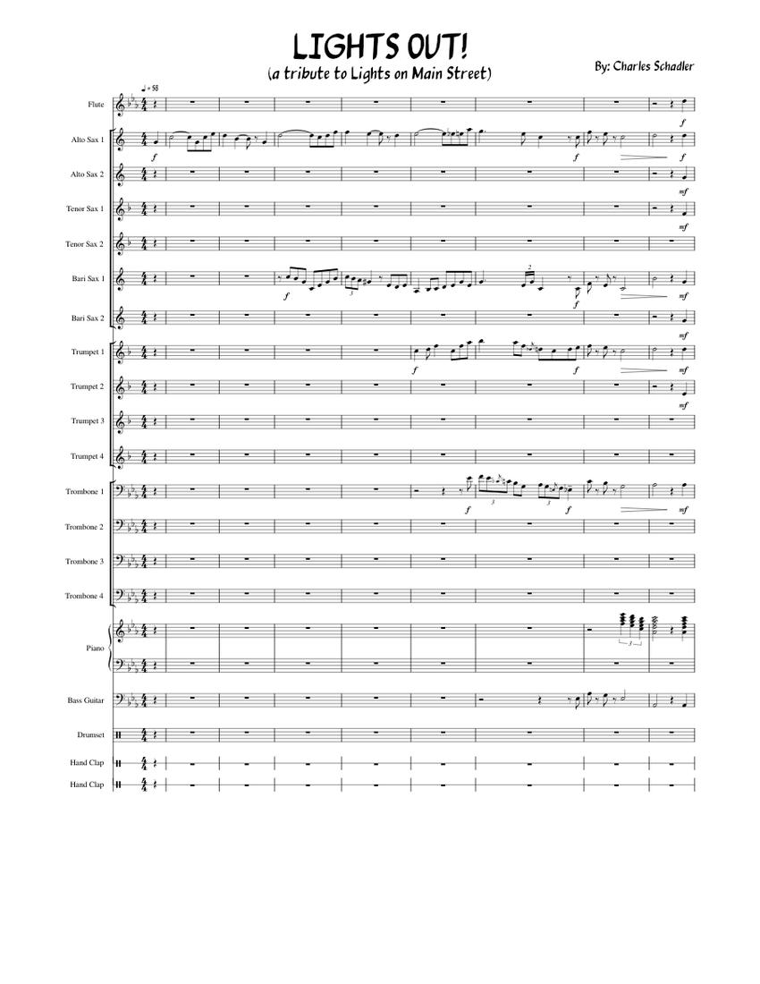 LIGHTS OUT! Sheet music for Piano, Trombone, Flute, Drum group & more ...