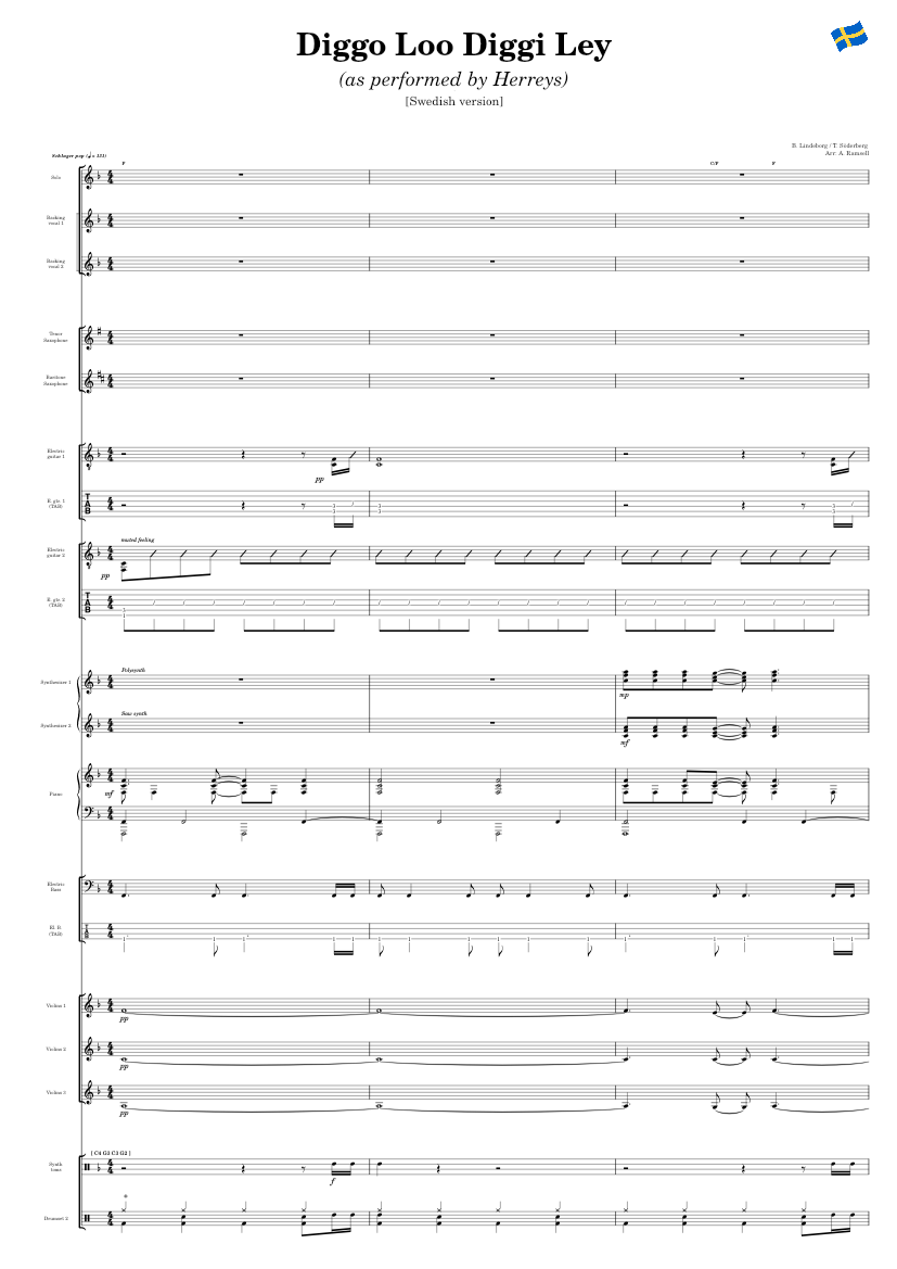 Diggi Loo Diggi Ley – Herreys (SE) Sheet music for Piano, Vocals ...