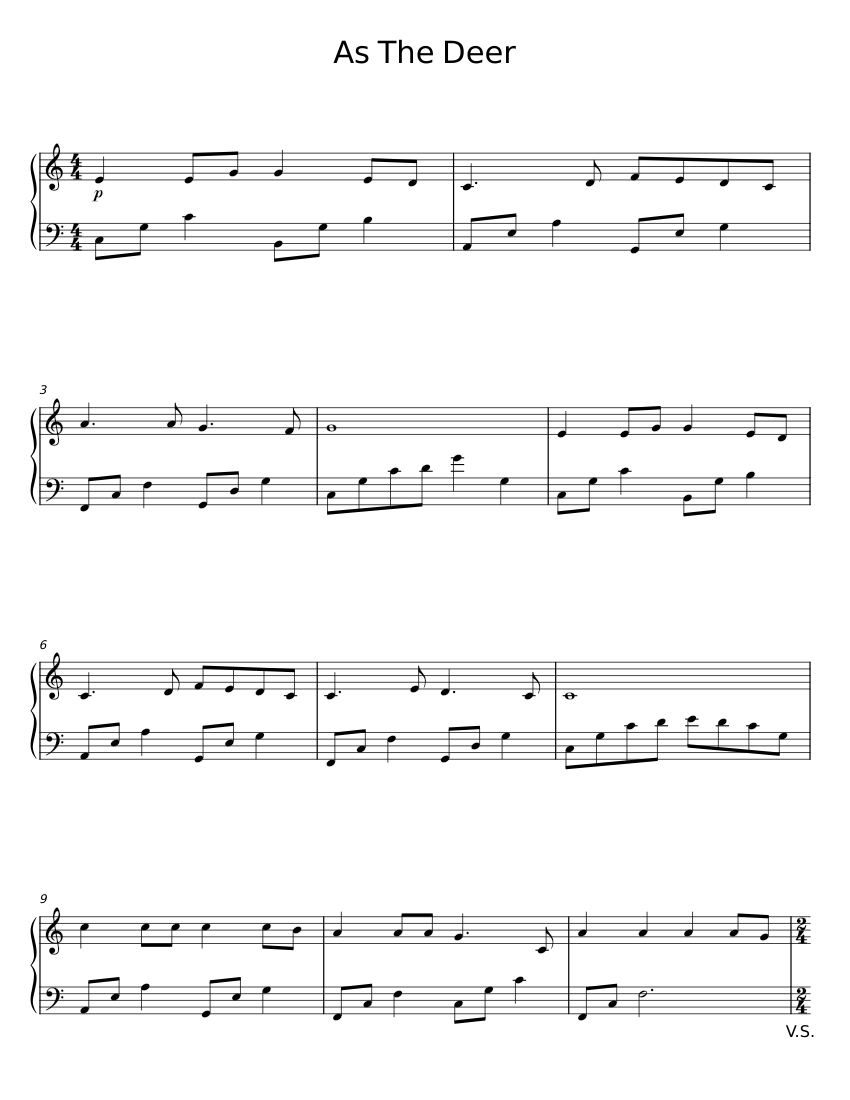 As The Deer Sheet music for Piano (Solo) Easy | Musescore.com