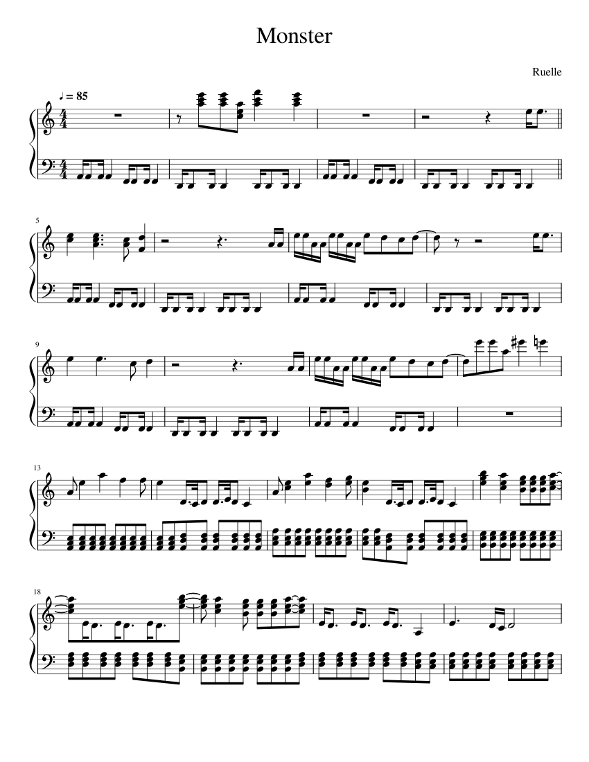 Monsters by Ruelle Sheet music for Piano (Solo) | Musescore.com