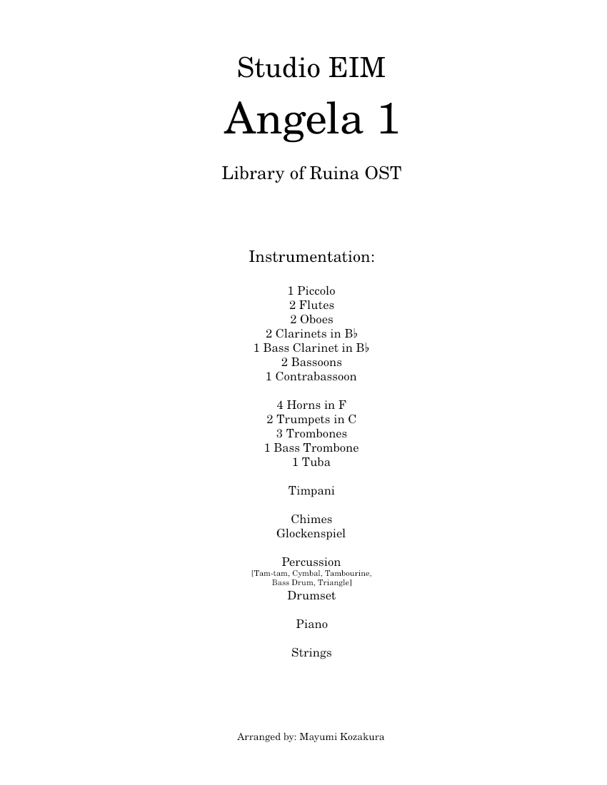 Angela 1 [Library of Ruina] Sheet music for Piano, Trombone, Tuba ...