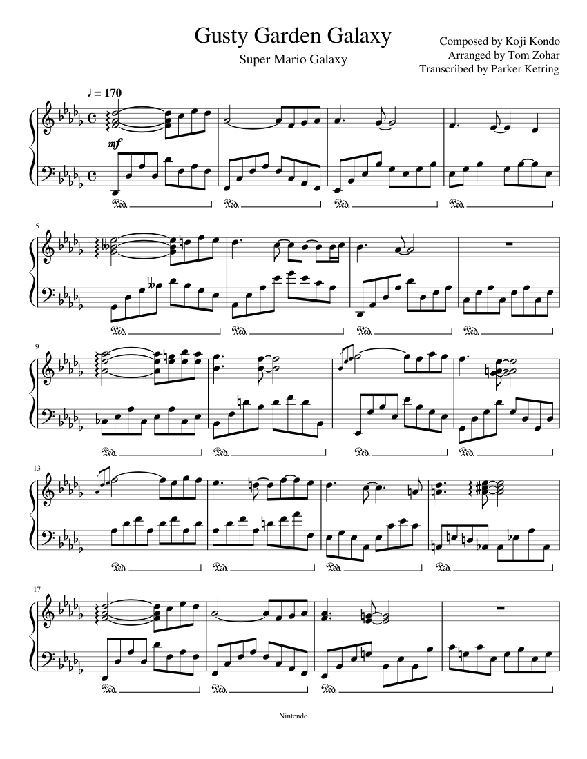Gusty Garden Galaxy - Super Mario Galaxy Sheet music for Piano (Solo ...