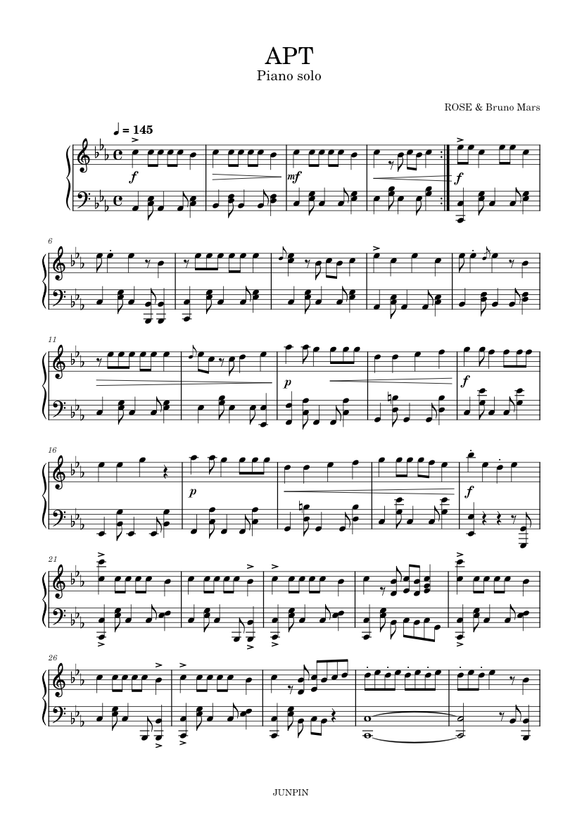 APT Sheet Music for Piano (Solo) | MuseScore.com