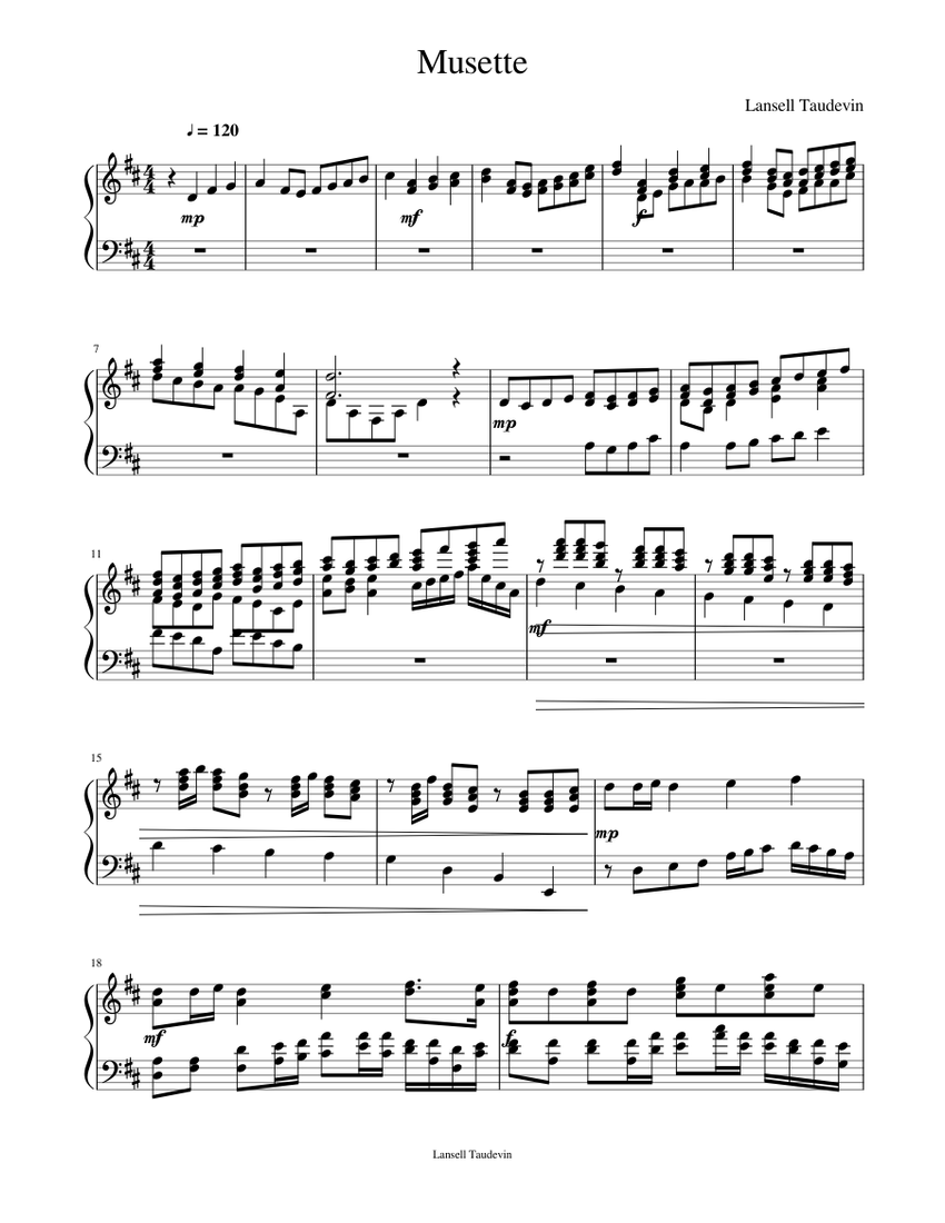 Musette Sheet music for Piano (Solo) | Musescore.com